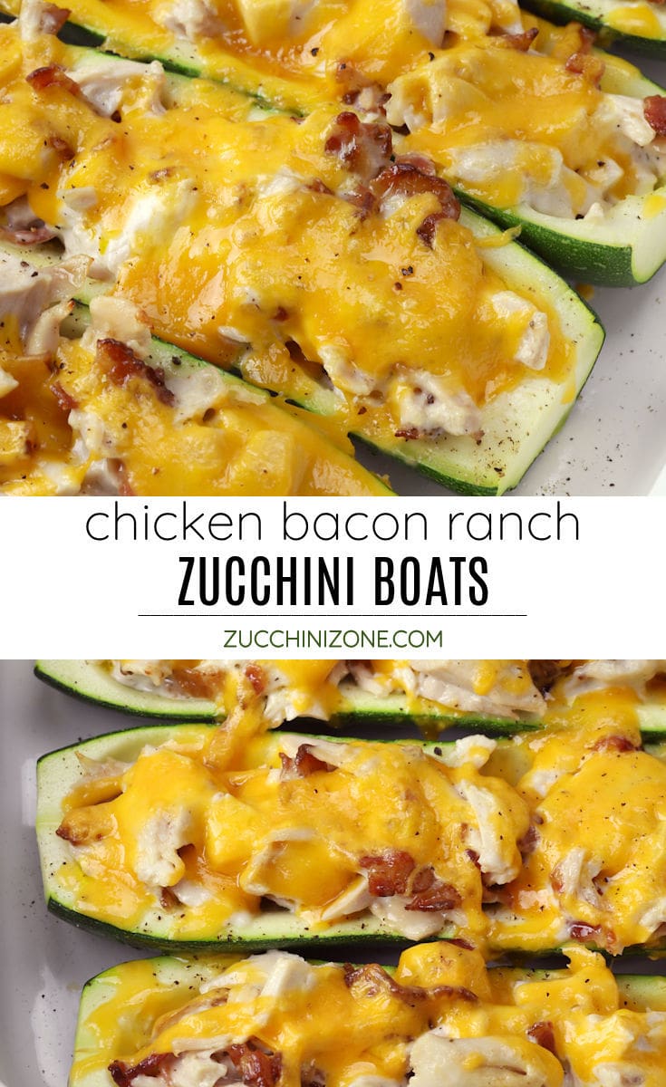 Chicken Bacon Ranch Zucchini Boats - Zucchini Zone
