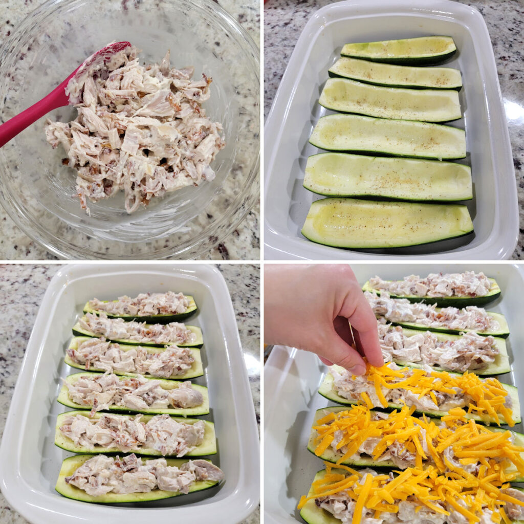 Chicken Bacon Ranch Zucchini Boats - Zucchini Zone
